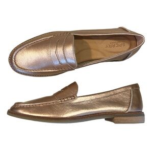 Sperry | Shoes | Sperry Topsider Rose Gold Seaport Leather Penny Loafer ...